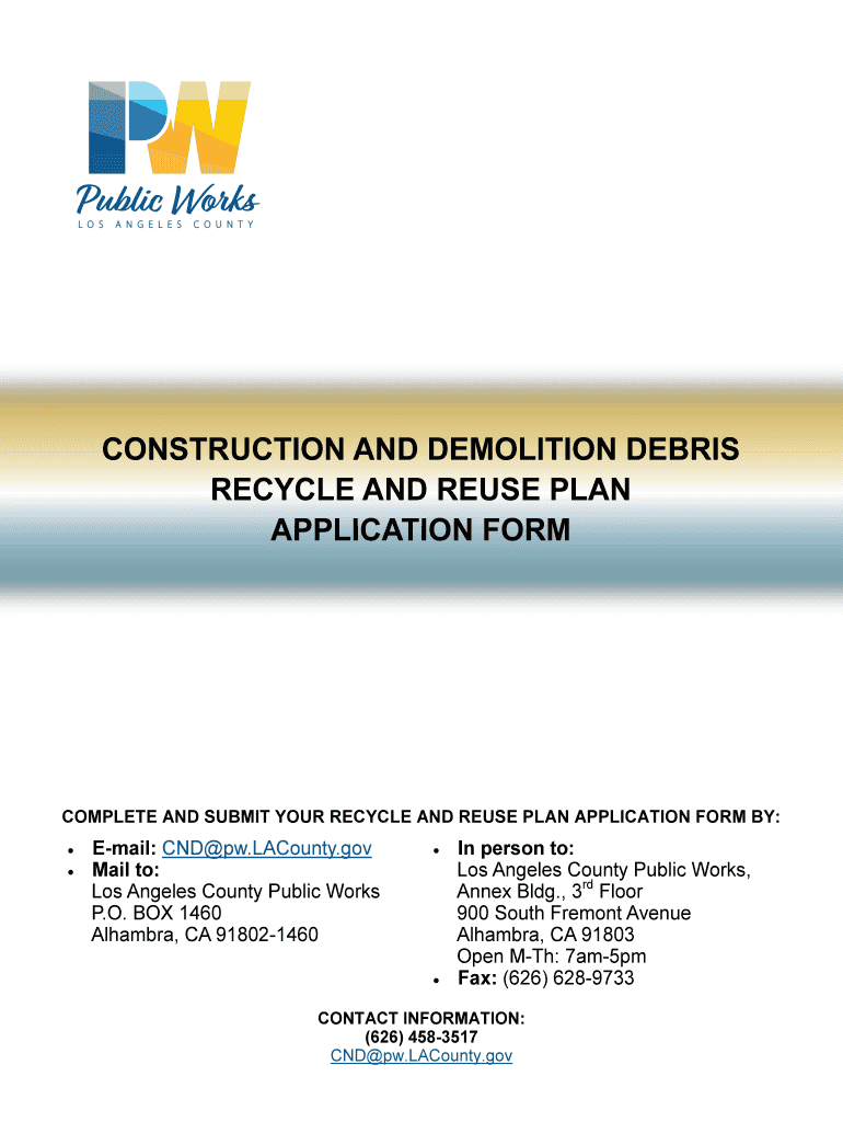 Fillable Online RECYCLE AND REUSE PLAN Fax Email Print - pdfFiller