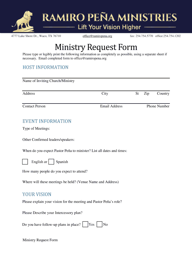 Fillable Online Ministry Request Form Fax Email Print - pdfFiller