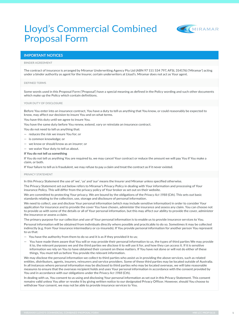 Fillable Online Business Insurance Proposal Form - PDF Free Download ...