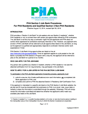Fillable Online PHA Section 3 Job Bank Procedures Fax Email Print ...