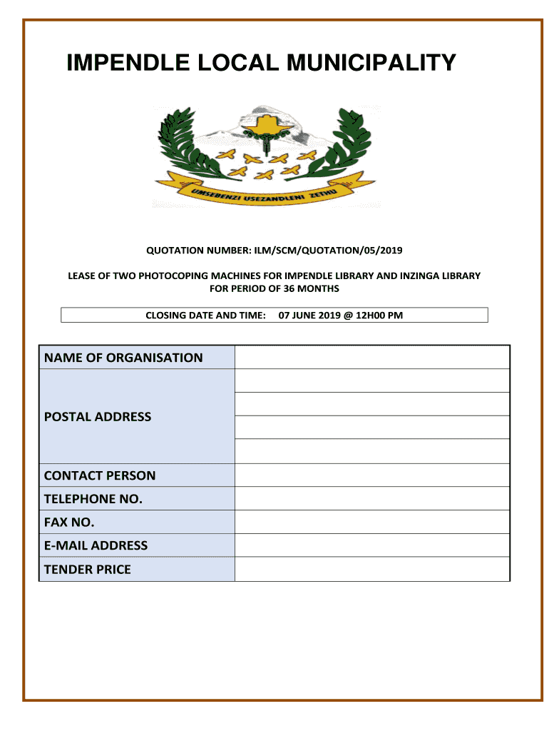 Fillable Online IMPENDLE LOCAL MUNICIPALITY Fax Email Print - pdfFiller
