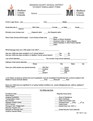 Fillable Online Madison County Enrollment Form Fax Email Print - pdfFiller