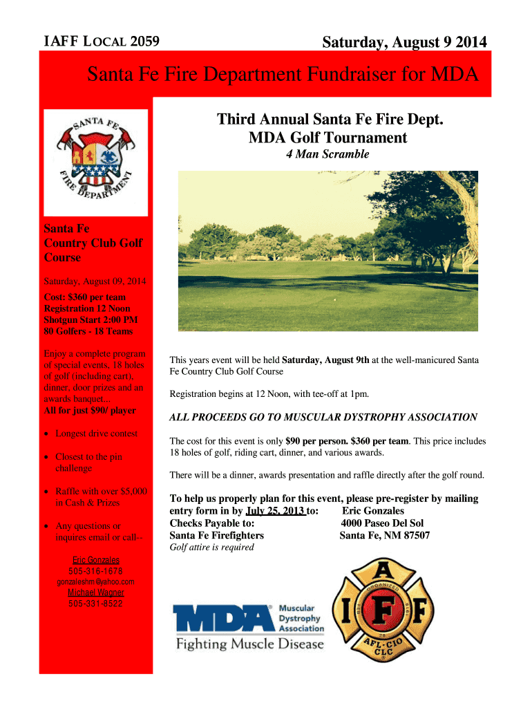 Fillable Online Santa Fe Fire Department Fundraiser for MDA Fax Email ...