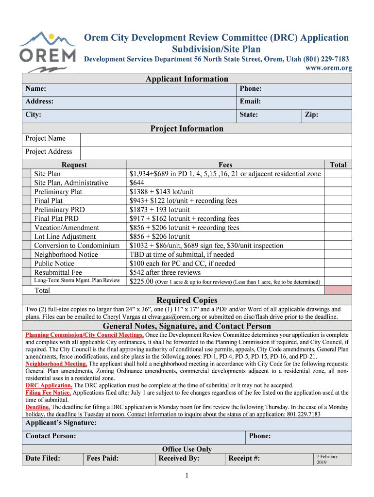 Fillable Online Fillable Online Subdivision/Site Plan Fax Email Print ...