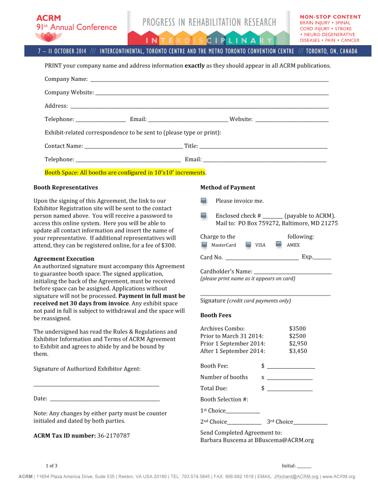 Fillable Online Exp. PRINT your company name and address ... - ACRM Fax Email Print - pdfFiller