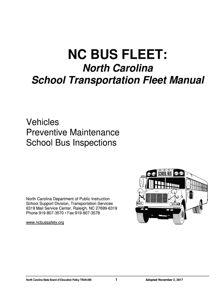 Fillable Online NC BUS FLEET, North Carolina Fleet ... - NC School Bus ...