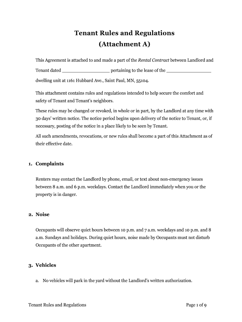 Fillable Online Rental Properties Rules and Regulations (simplifying ...