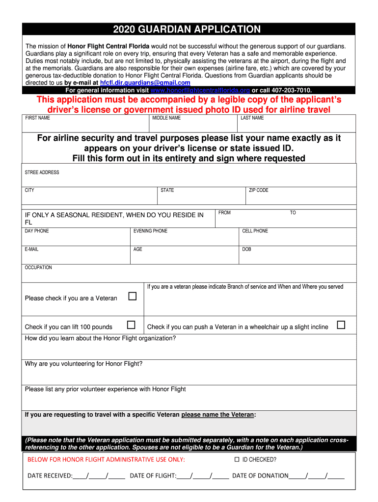 Fillable Online Fillable Online HFCFL Guardian Application - Honor ...
