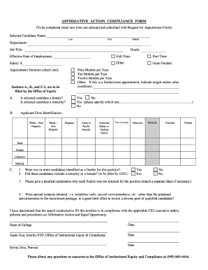 Fillable Online FREE 9+ Sample Affirmative Action Forms in PDF Fax ...