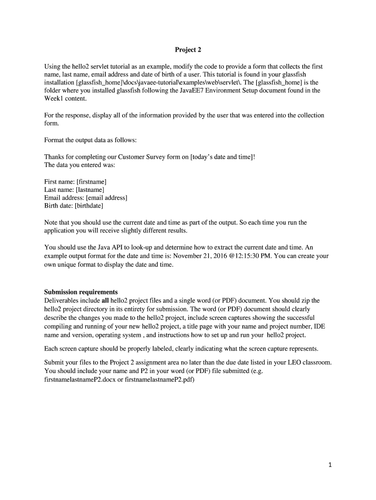 Fillable Online Using the hello2 servlet tutorial as an example, modify the ... Fax Email Print ...