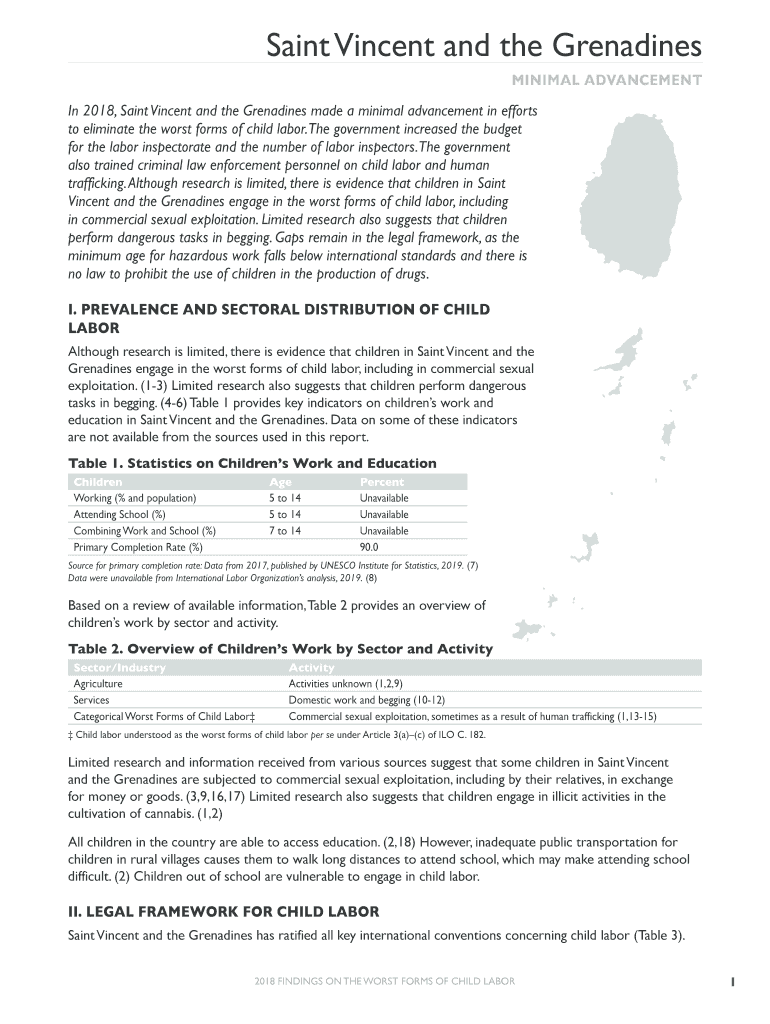 Fillable Online 2018 Findings on the Worst Forms of Child Labor: Saint ...
