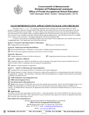 Fillable Online Sales Representative Application Form and Checklist Fax ...