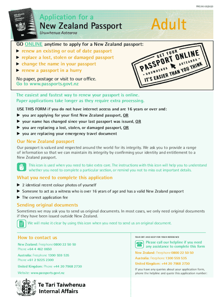 2023 Form NZ PAS310 Fill Online, Printable, Fillable, Blank - pdfFiller