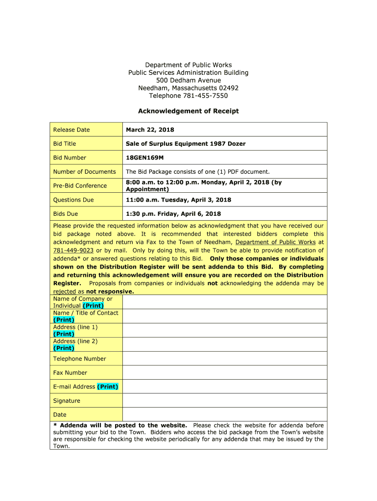 Fillable Online Needham Public Works Department - Local government ...