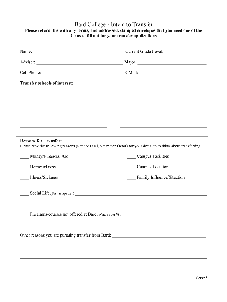 Fillable Online Fillable Online inside bard Intent to transfer form 94 - Bard ... Fax Email ...