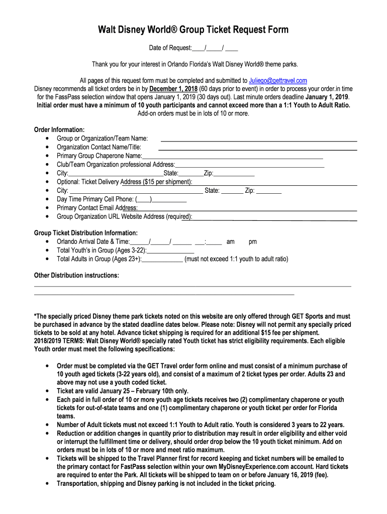 Fillable Online Walt Disney World Public Relations Courtesy Ticket ...