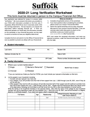Fillable Online 2021 V5 Independent Long Verification Worksheet. 2021 V5 Independent Long ...