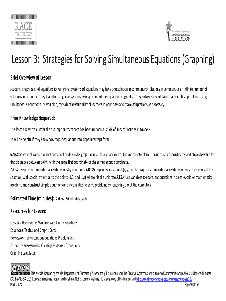 Fillable Online Lesson 3: Strategies for Solving Simultaneous Equations ...