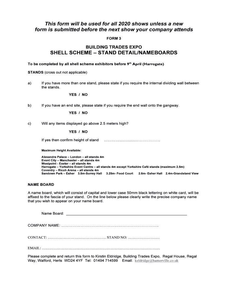 Fillable Online Form 3 - Shell Stand Details & Nameboard.docx Fax Email Print - pdfFiller