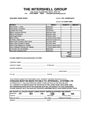 Fillable Online SHELL SCHEME EXTRA'S ORDER FORM - TRAD Fax Email Print - pdfFiller