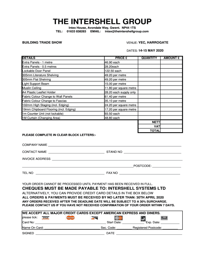 Fillable Online SHELL SCHEME EXTRA'S ORDER FORM - TRAD Fax Email Print - pdfFiller