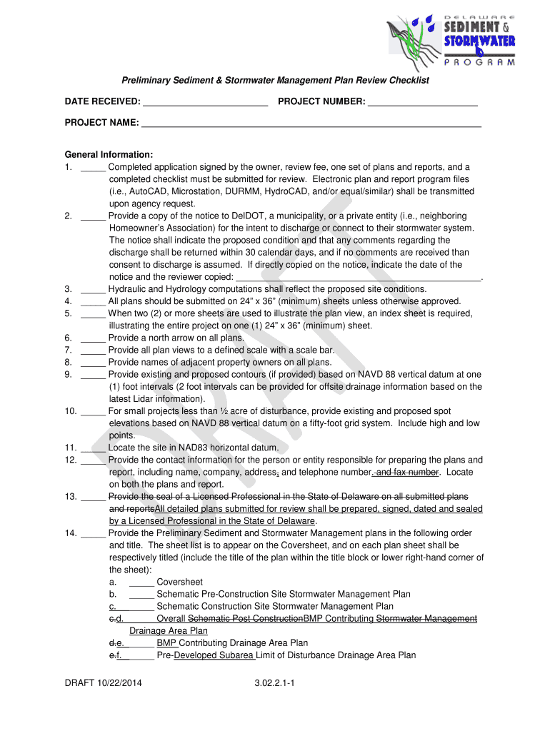 Fillable Online Preliminary Sediment & Stormwater Management Plan ...