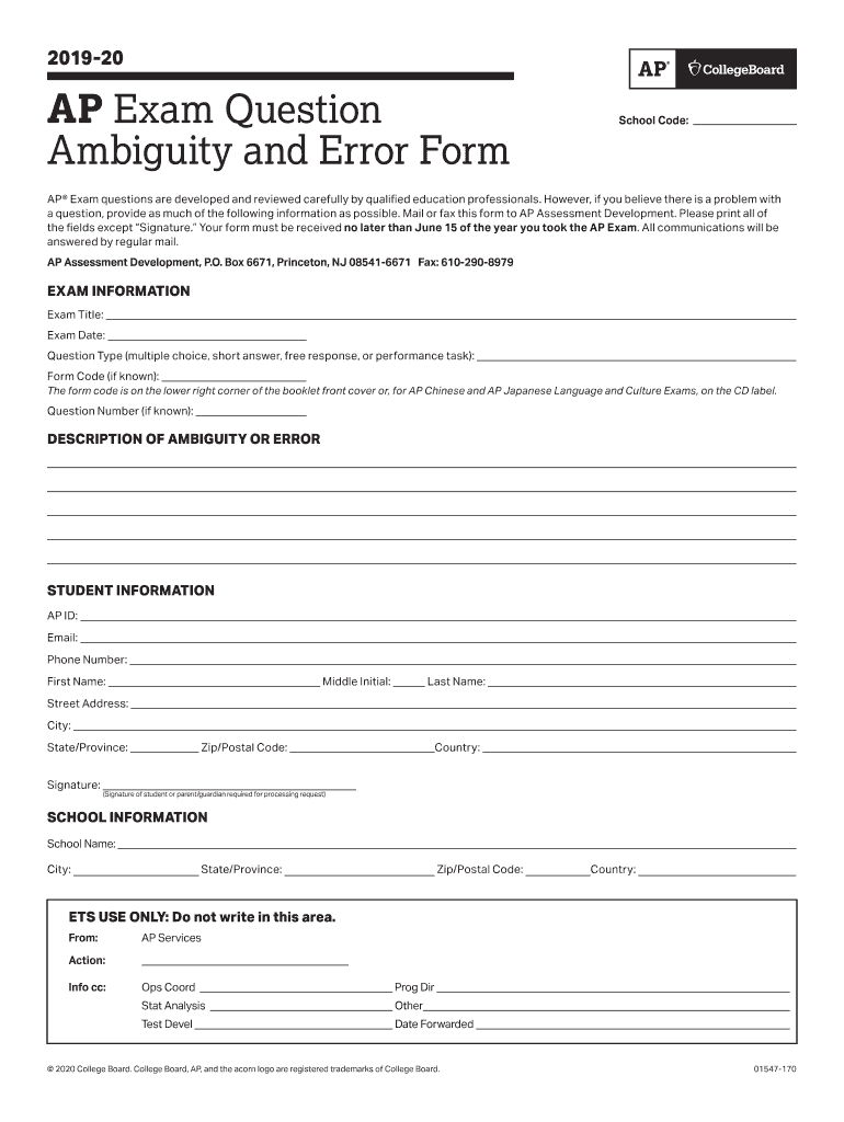 Fillable Online Fillable Online AP Exam Question Ambiguity and Error ...