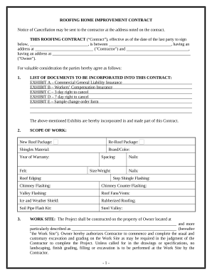 roofing contract template Doc Template | pdfFiller