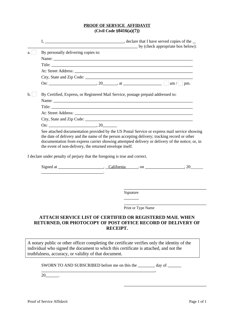 California Proof Doc Template PdfFiller