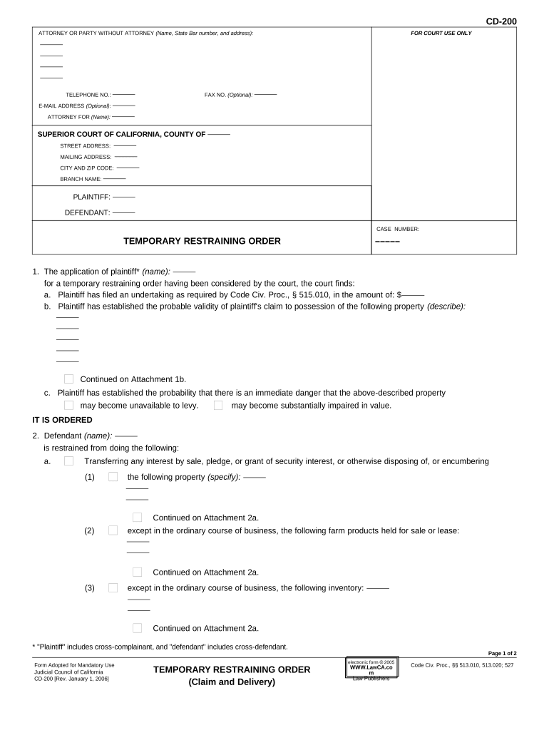 Temporary Restraining Order Doc Template PdfFiller