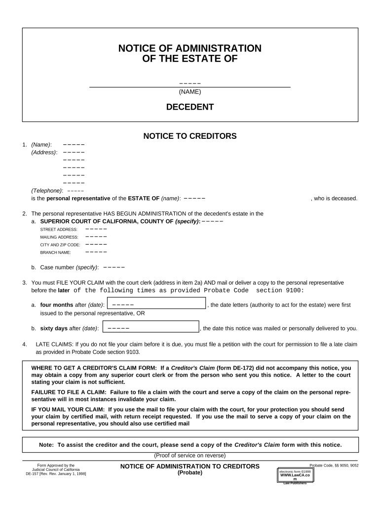notice creditors statement Doc Template | pdfFiller