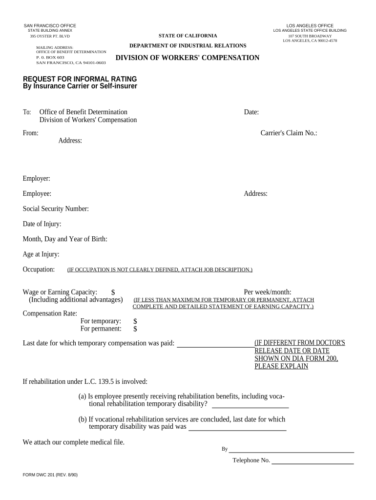 ca workers compensation Doc Template | pdfFiller