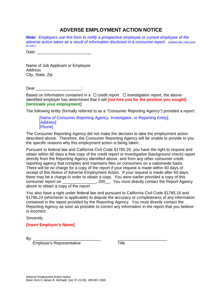Fcra Adverse Action Letter Fill Out Sign Online DocHub