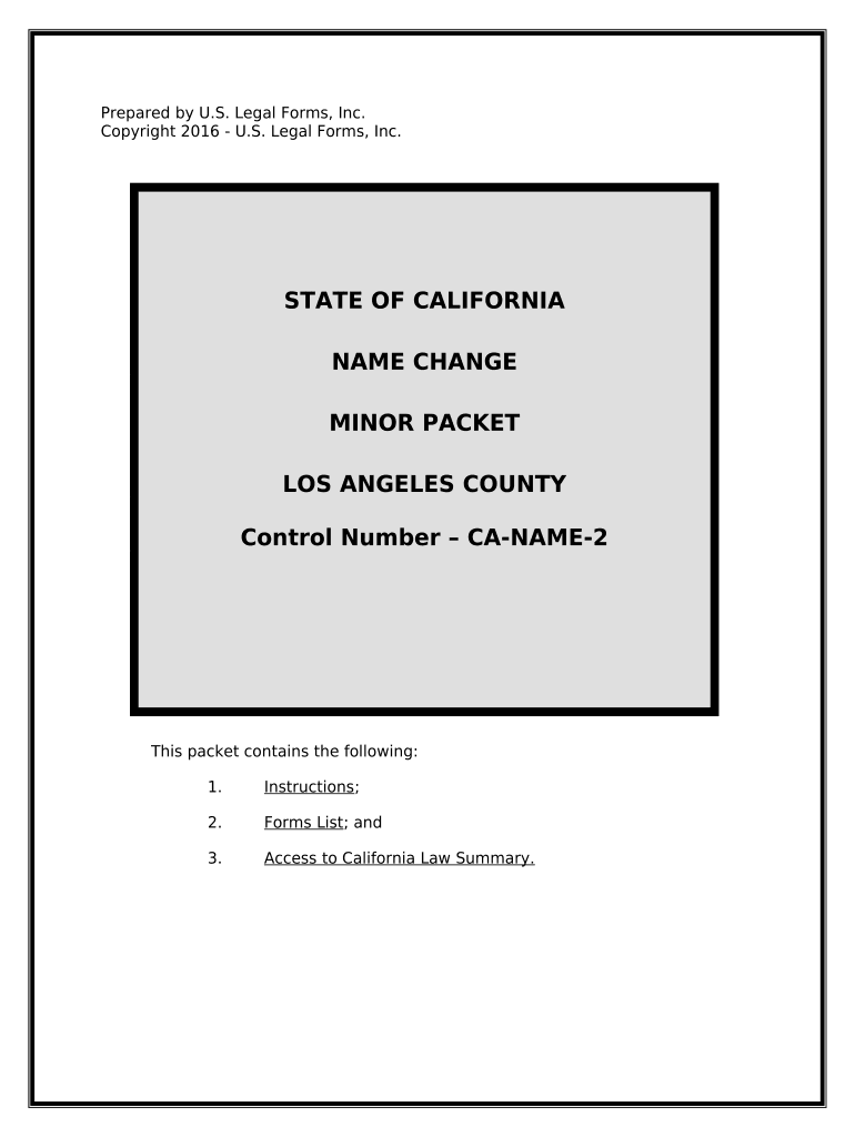 California Minor Name Change Packet - Blank Fillable Template | Fill ...