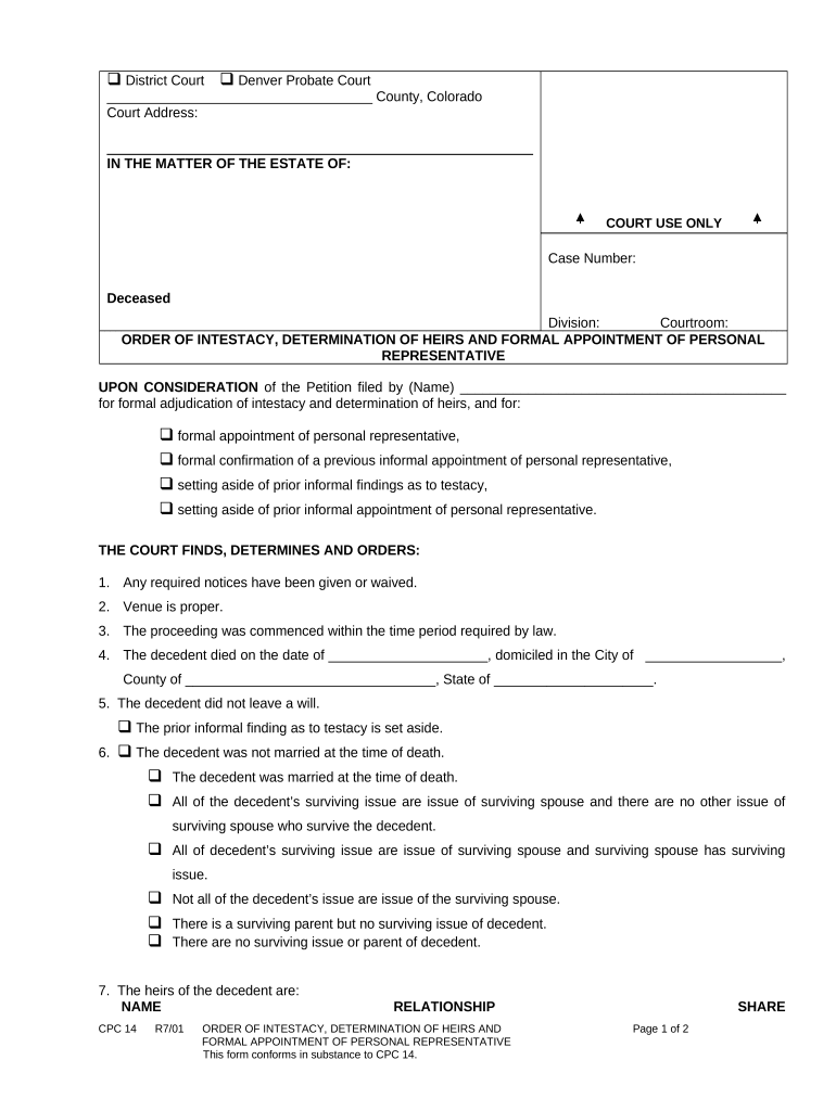 intestacy Doc Template | pdfFiller
