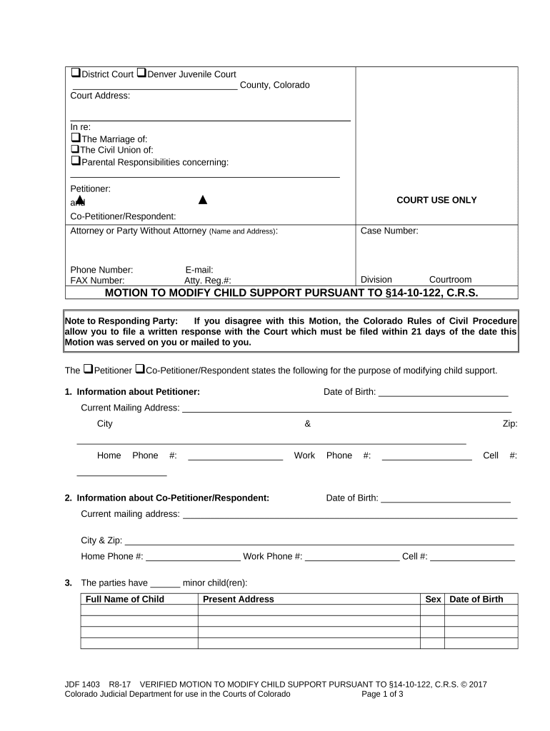 Colorado Child Support Doc Template PdfFiller