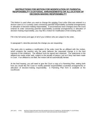 Instructions for Motion for Modification of Parental Responsibilities - Colorado Doc Template ...