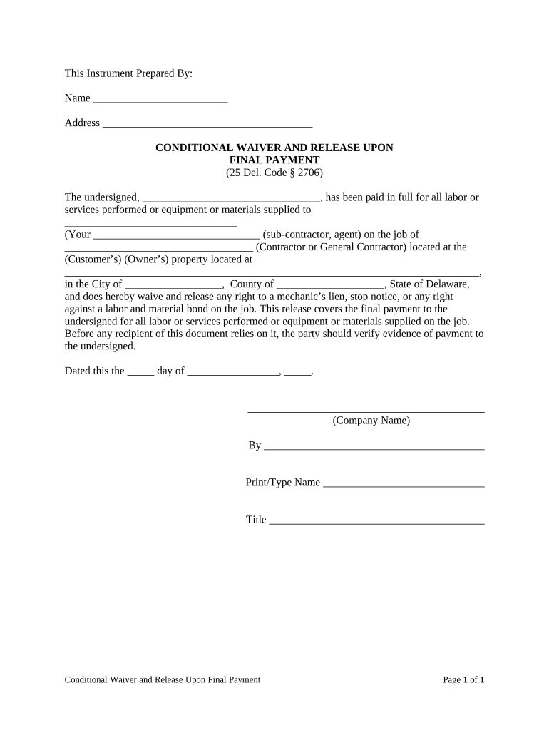 Final Payment Release Form Fill Out Sign Online DocHub