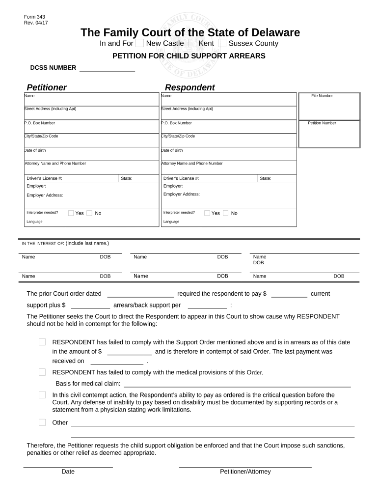 Delaware Child Support Doc Template PdfFiller