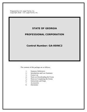 Professional Corporation Package for Georgia Doc Template | pdfFiller
