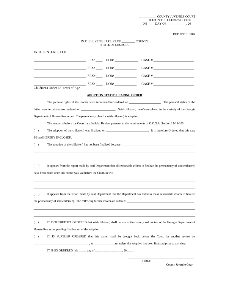 Georgia Hearing Court Doc Template PdfFiller Georgia Hearing Court Doc Template PdfFiller