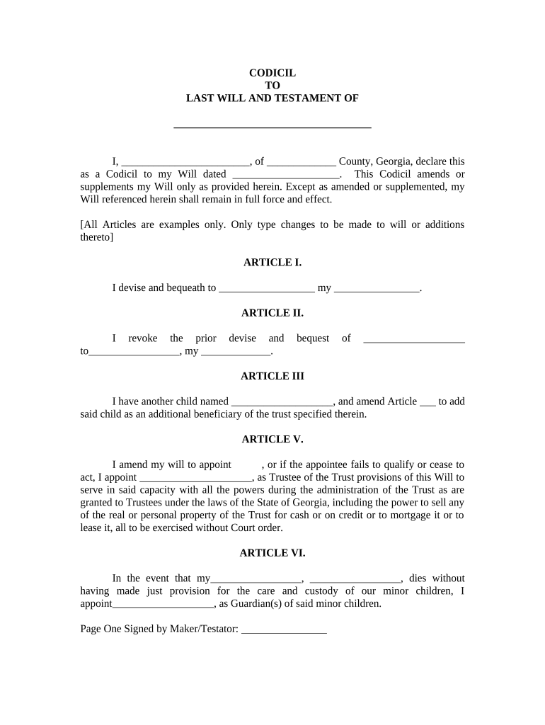 Codicil Will Your Doc Template PdfFiller