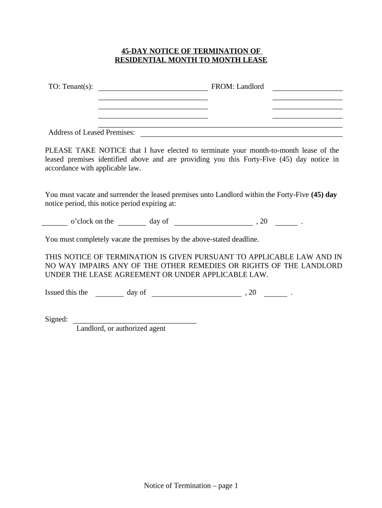 Hawaii 45 Day Notice Doc Template PdfFiller