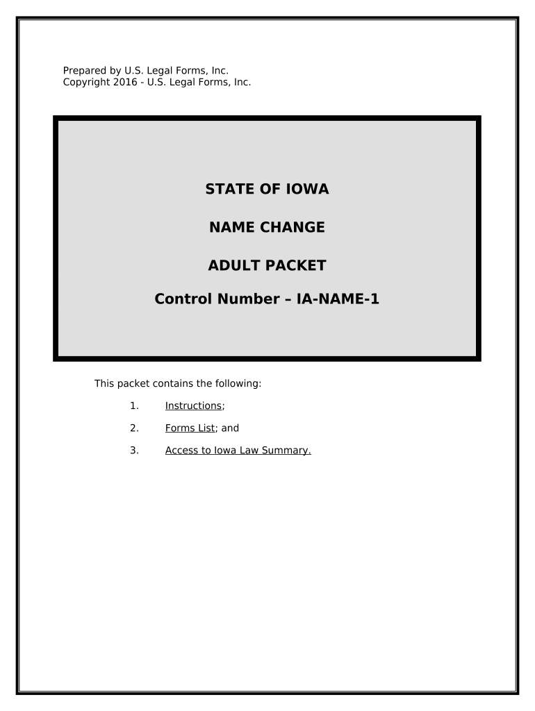 Name Change Instructions and s Package for an Adult - Iowa Doc Template ...