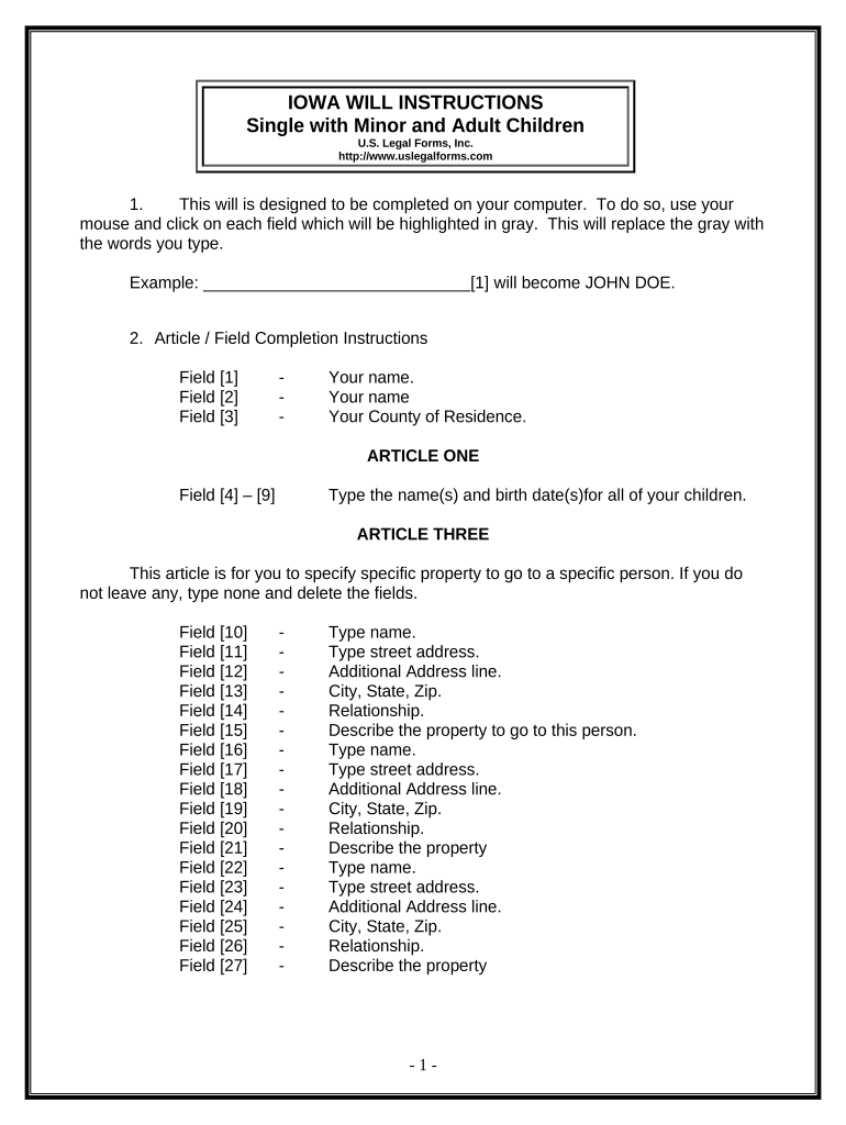 Last will and testament iowa: Fill out & sign online | DocHub