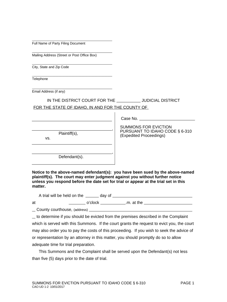 Summons Eviction Form Fill Out Sign Online DocHub