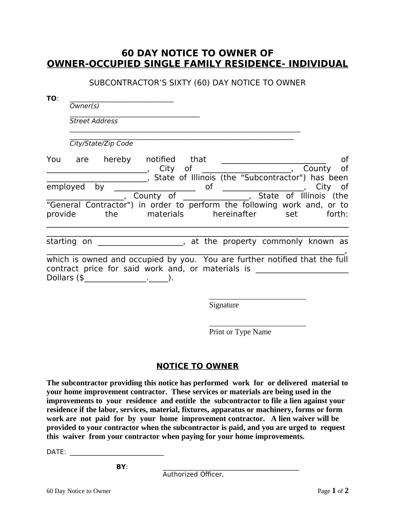 60 Day Notice Doc Template PdfFiller