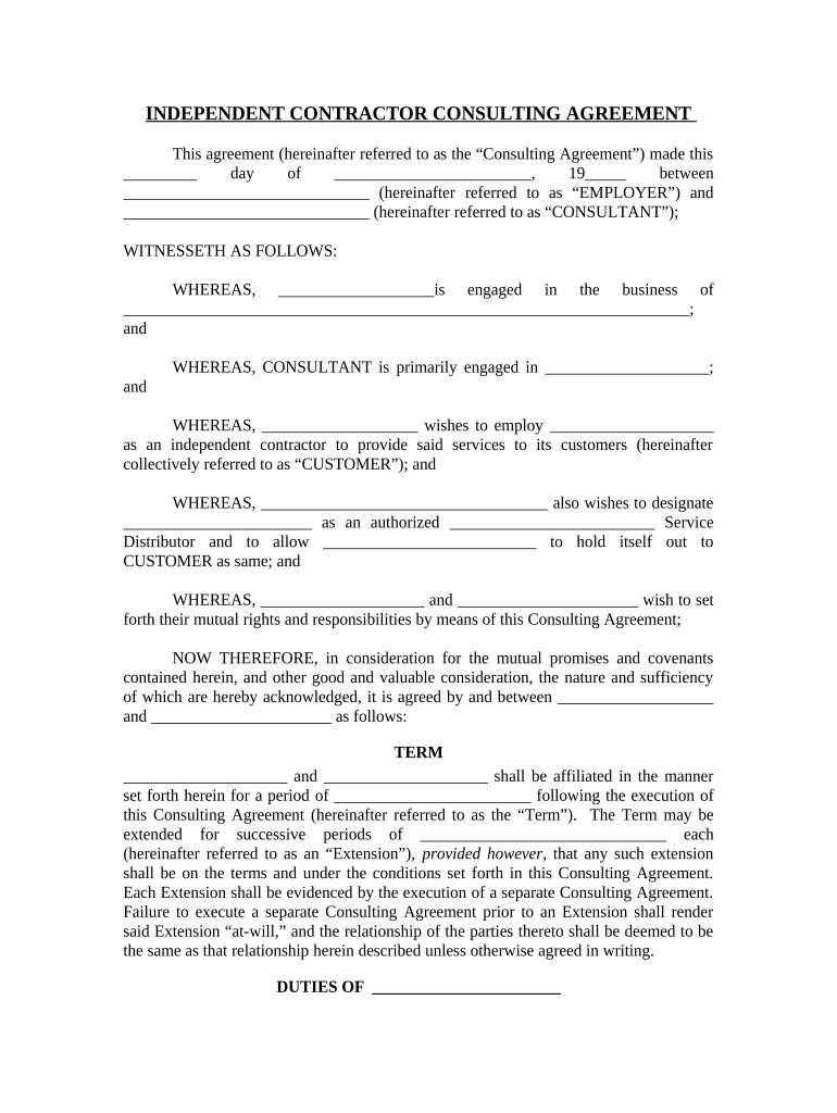 Self Employed Agreement Template
