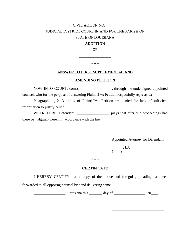 Louisiana adult adoption forms pdf: Fill out & sign online | DocHub
