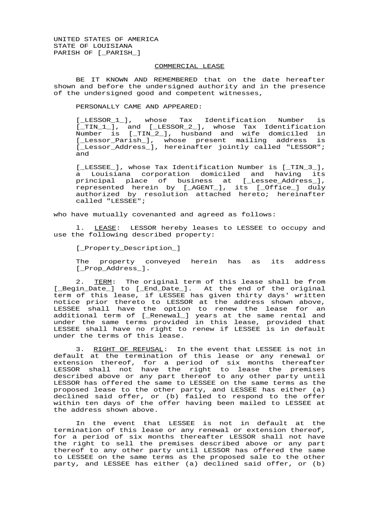 Commercial Lease Doc Template | pdfFiller
